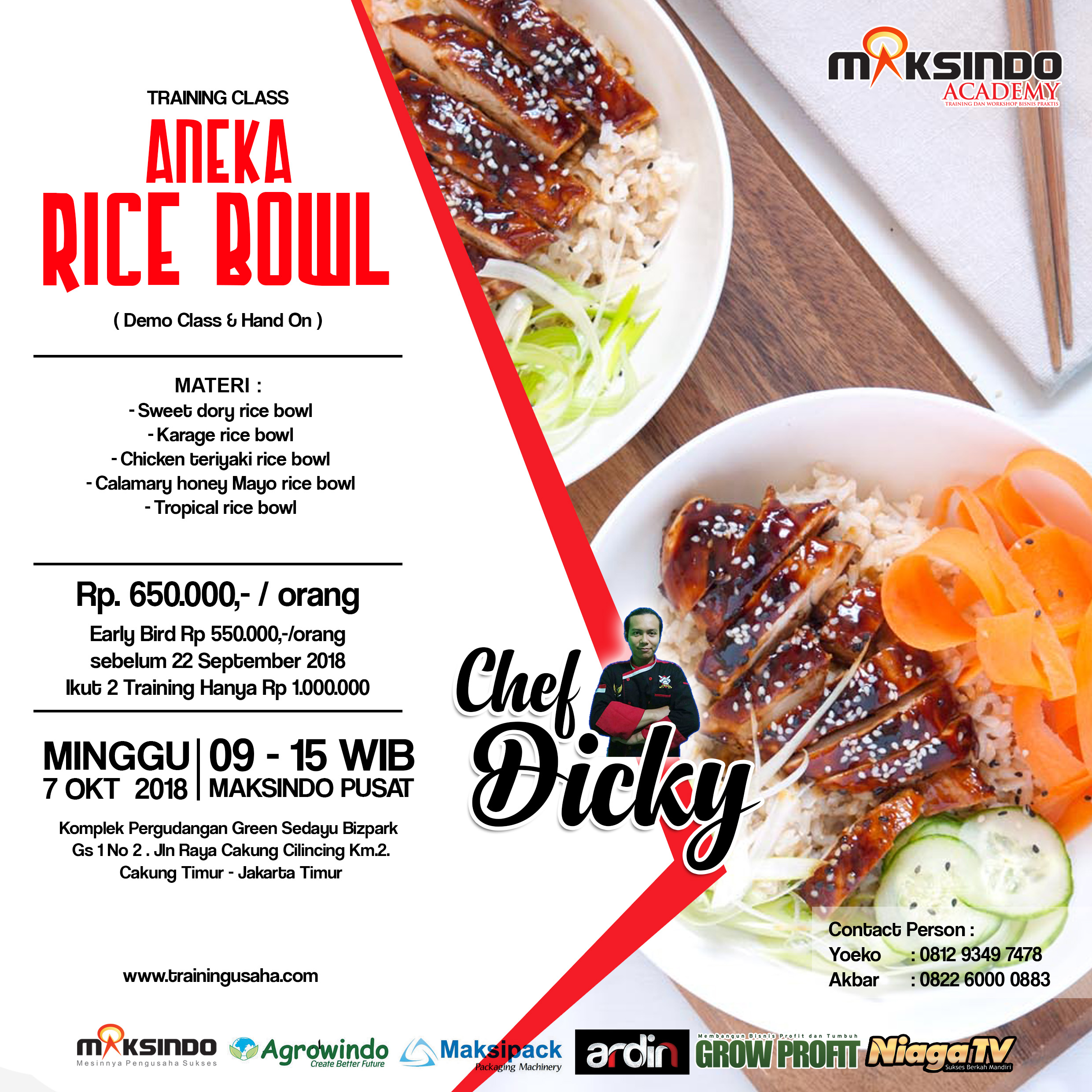 Training Usaha Aneka Rice Bowl, Minggu 7 Oktober 2018 - Agrowindo ...