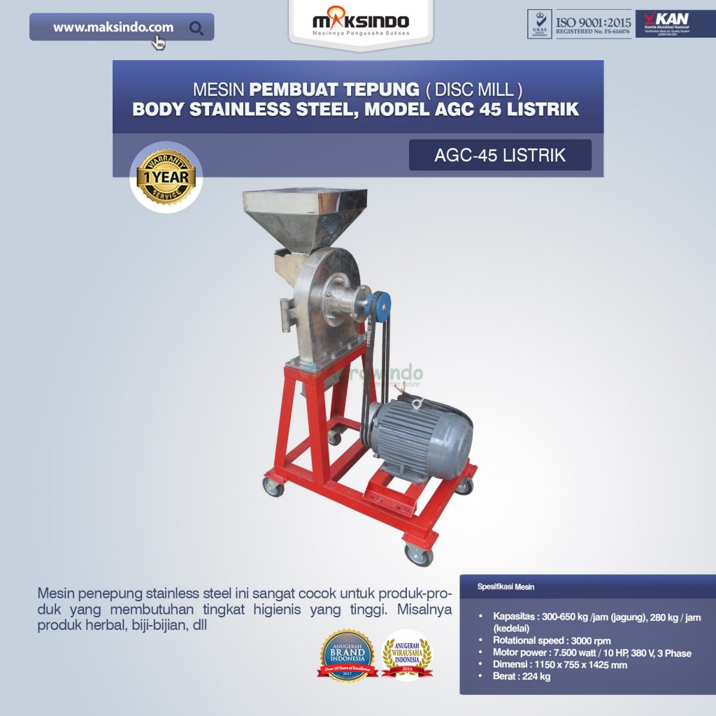 Mesin Pembuat Tepung Disc Mill - Agrowindo - Agrowindo